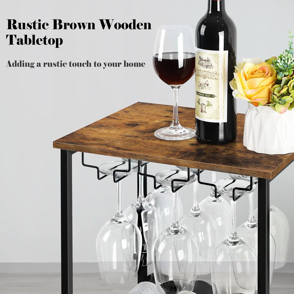 Wine Rack Freestanding Floor, Rustic Wine Holder Stand with Wine ...