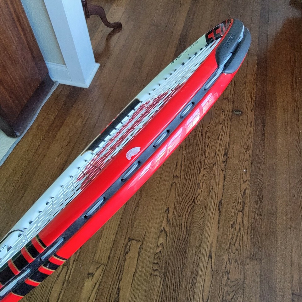 Wilson Roger Federer 110 Tennis Racket Racquet Power Strings Red White ...