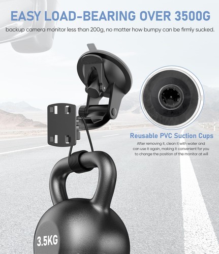 Upgraded Windshield Mount for Backup Camera, 4.3 Inch Monitor, Suction ...