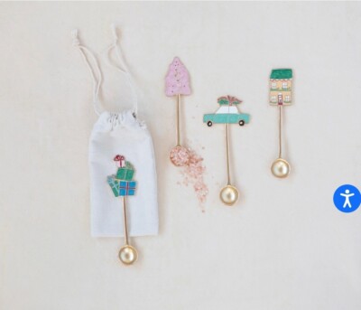 5" Zinc Alloy Spoons with Holiday Icon Handle, Multi Color, Set of 4 ...