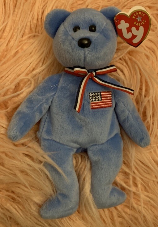 TY Beanie Baby - AMERICA the Bear (Blue) (8.5 inch) - MWMTs Stuffed Toy ...