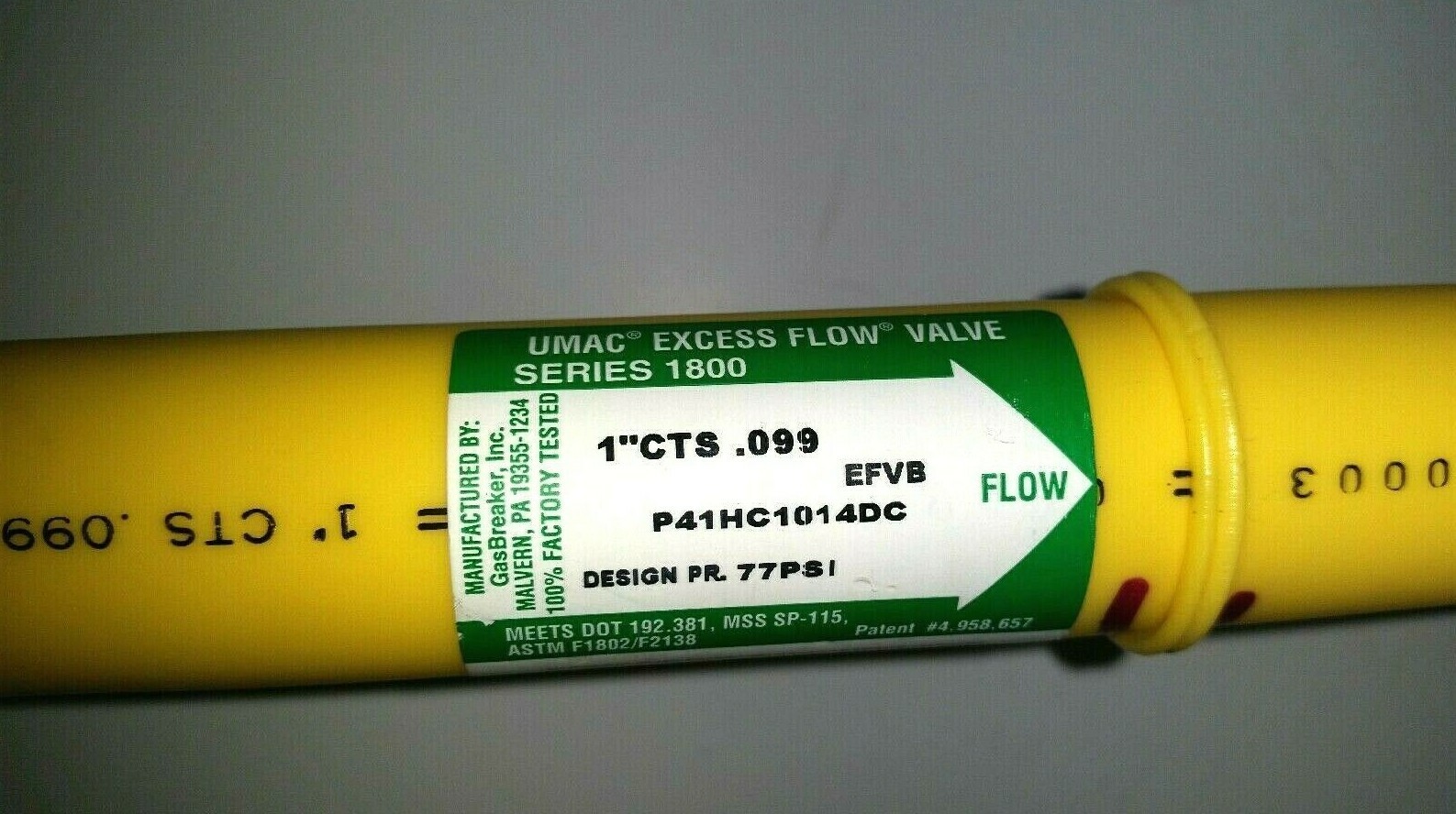 UMAC 1"CTS EXCESS FLOW VALVE 1800 SERIES P41HC1014DC | eBay