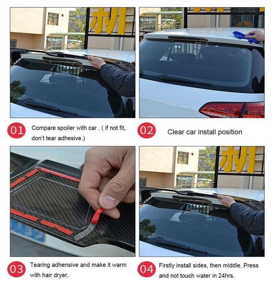 FOR 2014-2024 INFINITI Q50 GLOSS BLACK SPORT STYLE REAR WINDOW ROOF ...