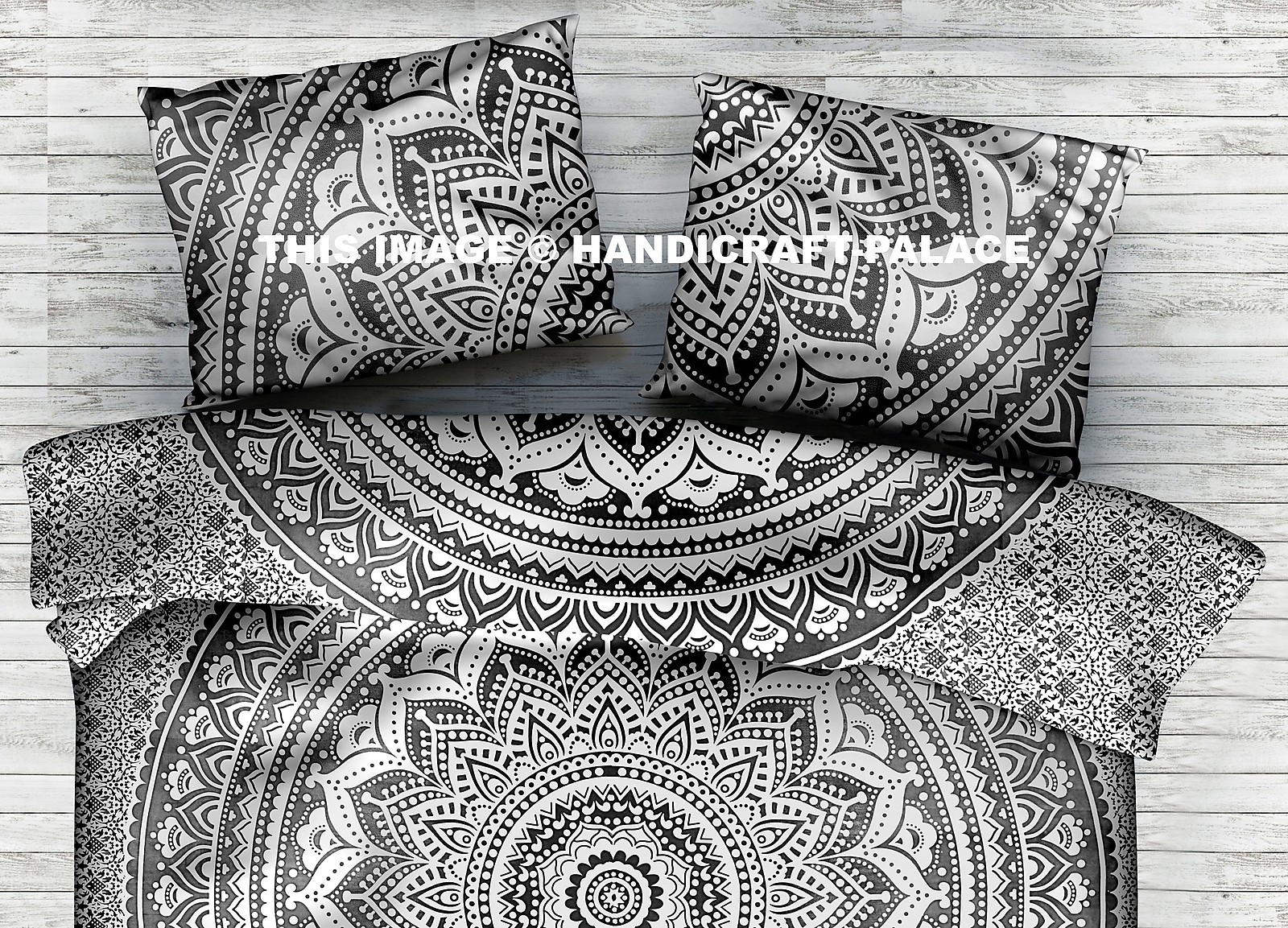 Cotton Mandala Quilt Indian Bedding Comforter Black King Duvet Cover ...