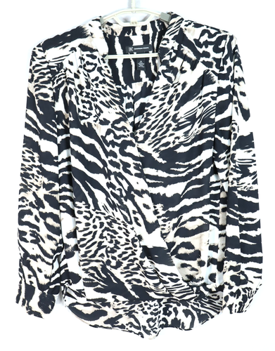 INTERNATIONAL CONCEPTS Women's Poly Long Sleeve Blouse High Low Hem ...