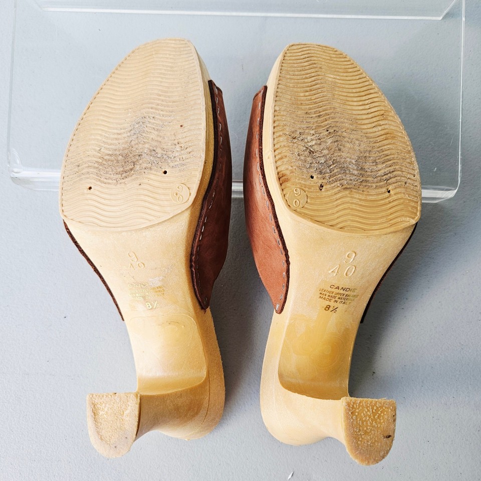 Candies Sandals Brown High Heels Slides Sz 9 Italy | eBay