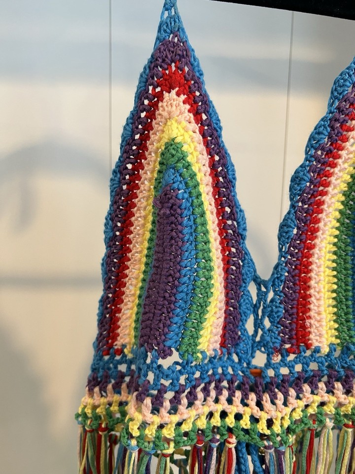 crochet halter top multi color, order to size. Hand made, | eBay