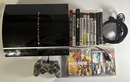 Sony Playstation 3 PS3 Fat CECHL01 Console Tested & 12 Video Games ...