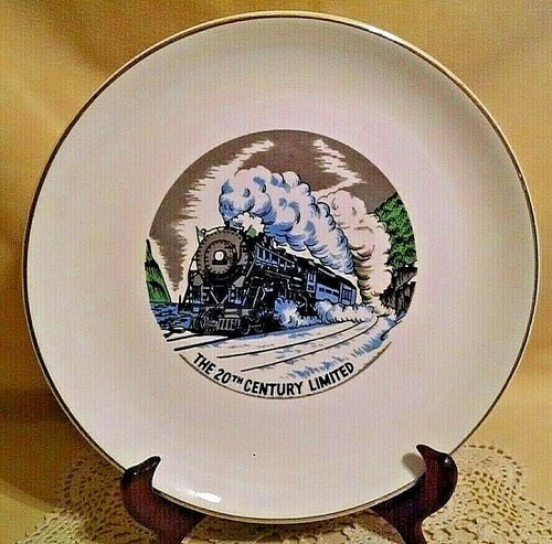 NEW YORK CENTRAL RAILROAD 20TH CENTURY LIMITED PLATE VINTAGE GOLD RIM ...
