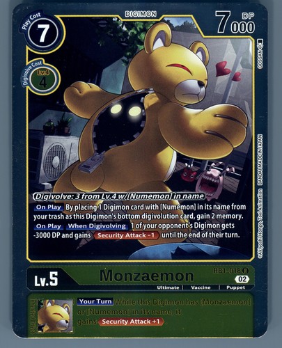 Monzaemon Foil Holo Card RB1-018 02 Digimon TCG R Rare Bandai Light Play | eBay