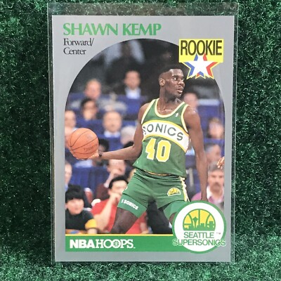1990-91 NBA Hoops Rookie Shawn Kemp Rookie RC #279 Seattle Supersonics ...