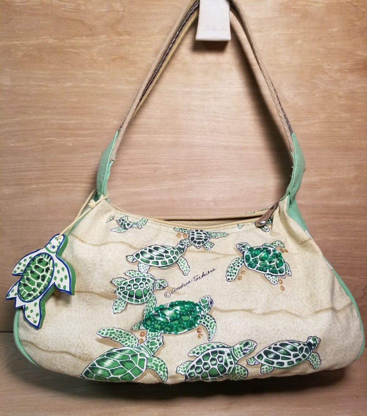 Andrea Tachiera Sun -N- Sand Turtle Purse with Turtle… - Gem