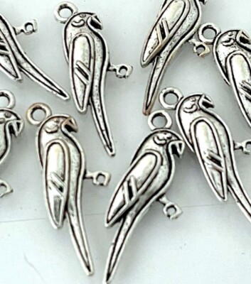 8 Parrot Bird Charms Antique Silver Pewter fly Pendant 33x12mm | eBay