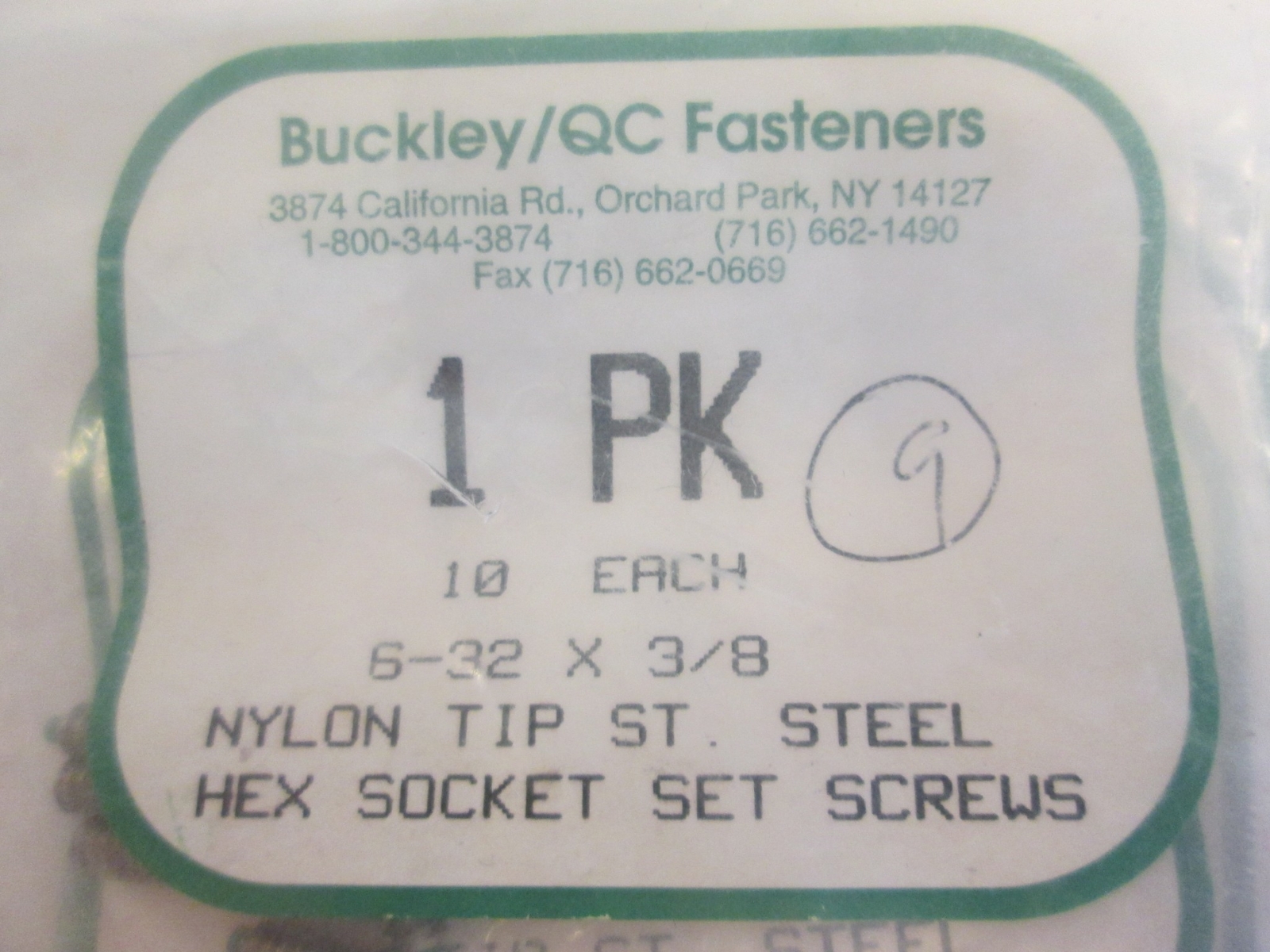 Buckley/QC Fasteners 6-32 X 3/8 Nylon Tip Steel Socket Set Screws, Lot ...