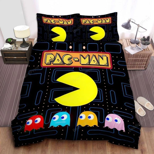 Pac Man Bedding Set Doona/Duvet Cover Pillowcase Single Double Queen ...