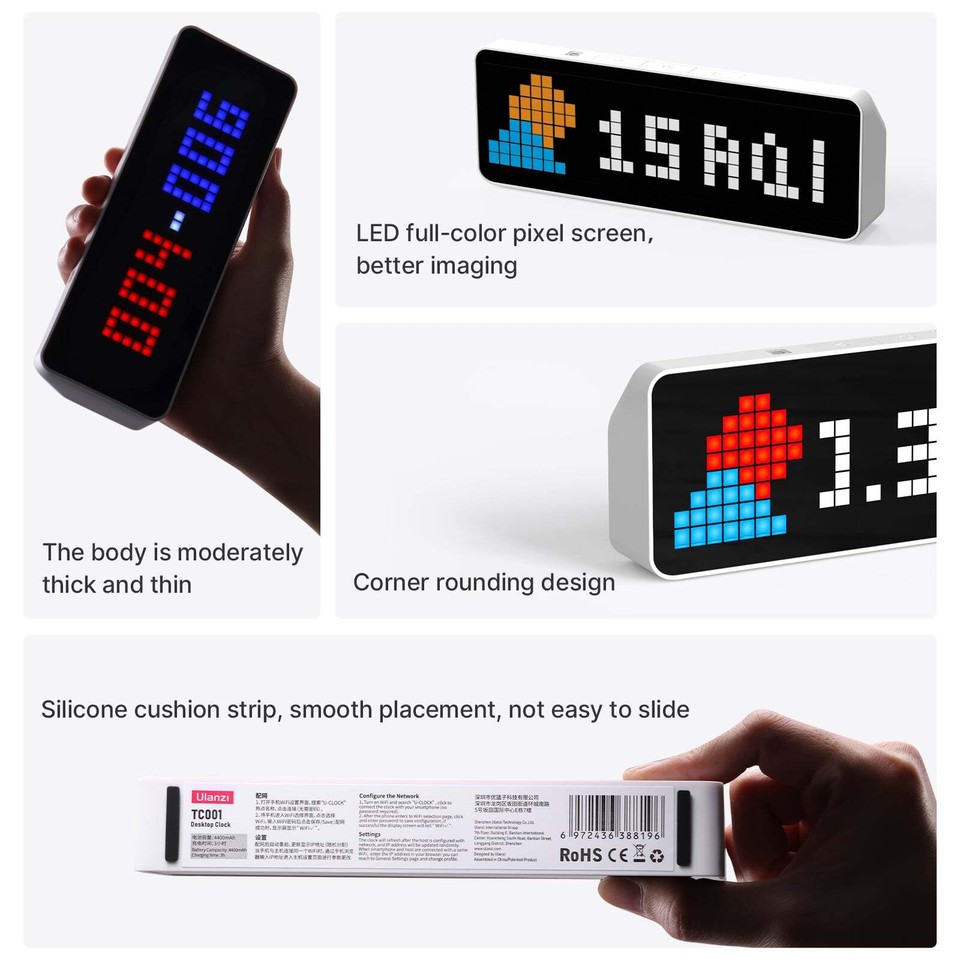 Ulanzi TC001 Smart Pixel Clock LED Full Color Weather Forecast Message ...