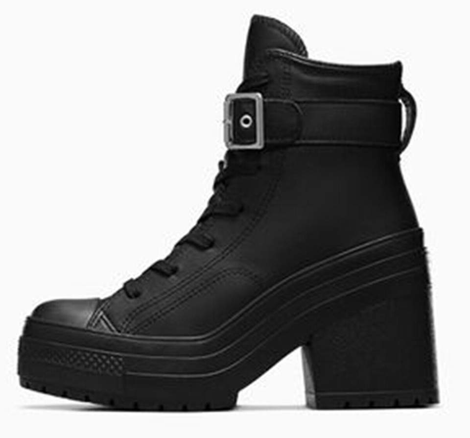 CONVERSE Women's Chuck 70 De Luxe Heel Leather Biker Style Boots ...