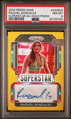 2022 Panini Prizm WWE Raquel Gonzalez /10 GOLD Autograph Card #SARQG ...