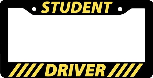STUDENT DRIVER EDUCATION TEST DRIVING CAUTION Black License Plate Frame ...