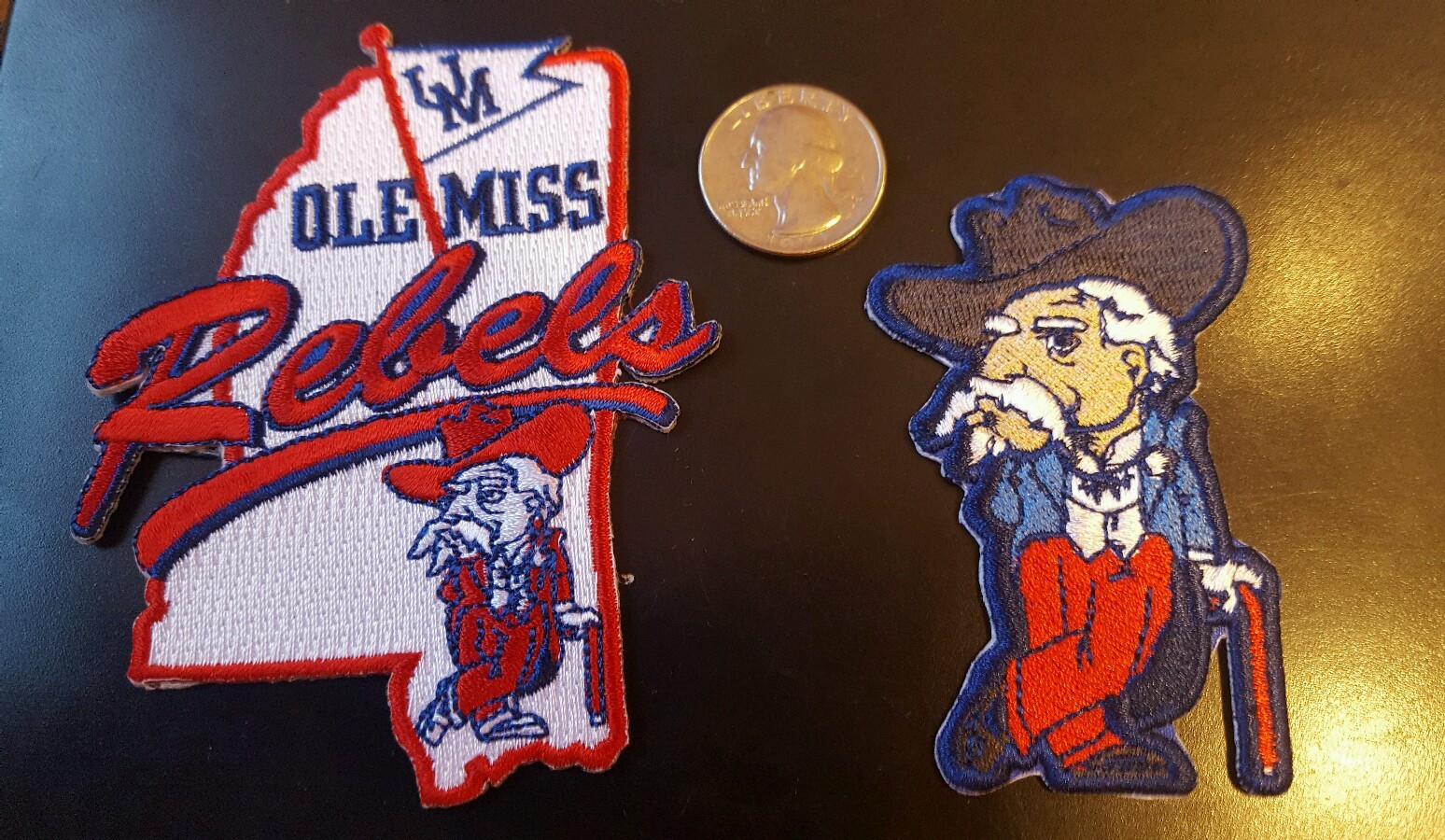 2 Ole Miss Rebels Colonel Reb Vintage Embroidered Iron On Patch 3" x 2/ ...