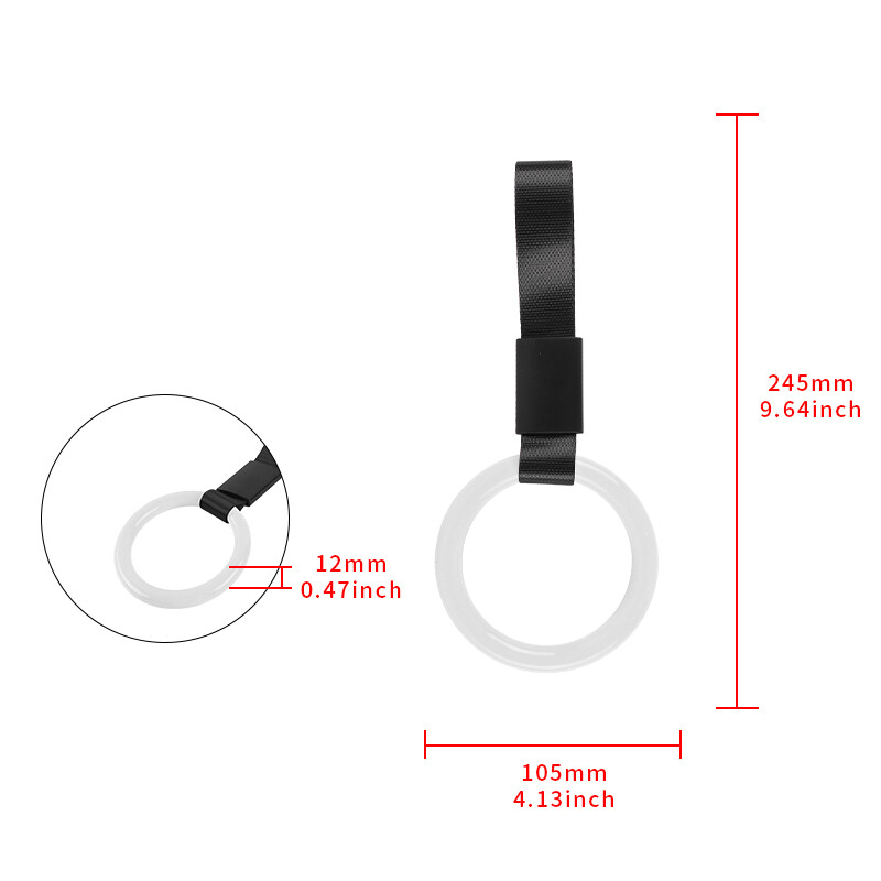 Car Accessory JDM Round TSURIKAWA White Ring Handle Strap Nylon Black ...