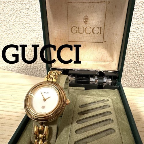 Gucci Watch 1112 Gold White Dial Bezel Accessories Authentic Used | eBay