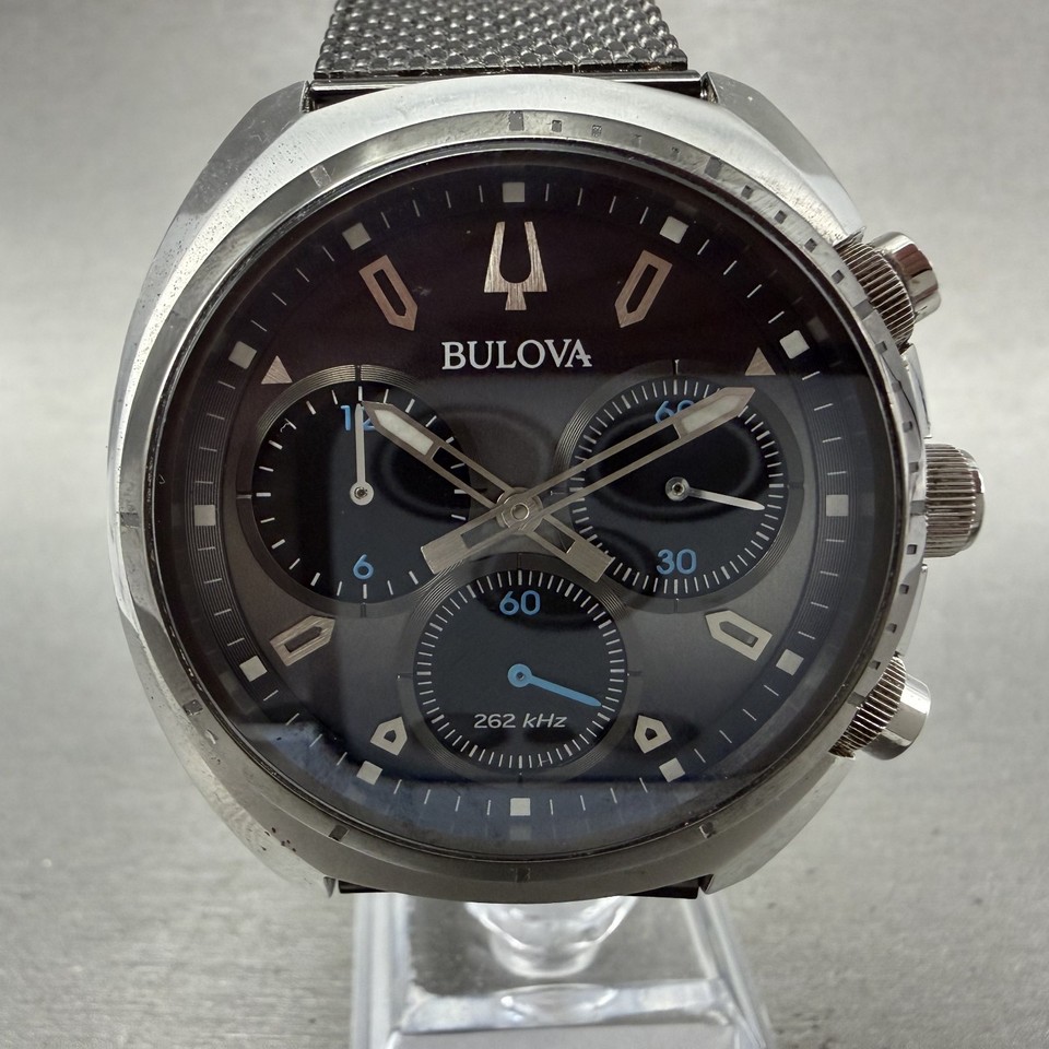 Bulova Precisionist Chronograph Watch Men 43mm Black Dial Steel 98A155 ...