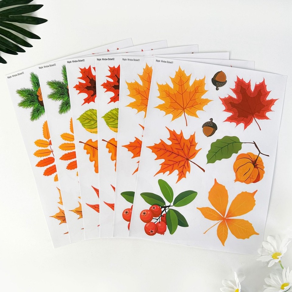 Window Decals Fall Clings for Glass Window Seasonal Autumn Decoration ...