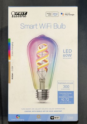 Feit Electric Smart Wi-Fi Bulb LED 60W Color Changing Works for Alexa ...