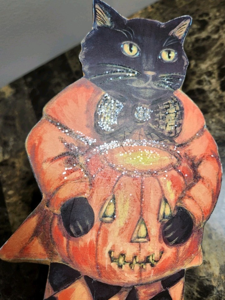 Kathy Seburn Bethany Lowe Halloween Black Cat Jack O Lantern Cut Out ...