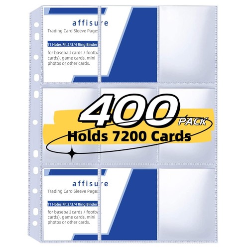 400 Pack 9 Pocket Trading Card Binder Pages, Holds 7200 Cards ...
