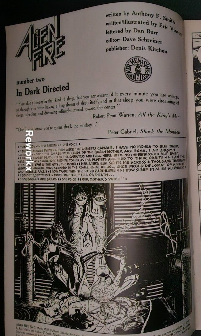 ALIEN FIRE no. 2 Kitchen Sink Comics Anthony F Smith Eric Vincent RAW ...