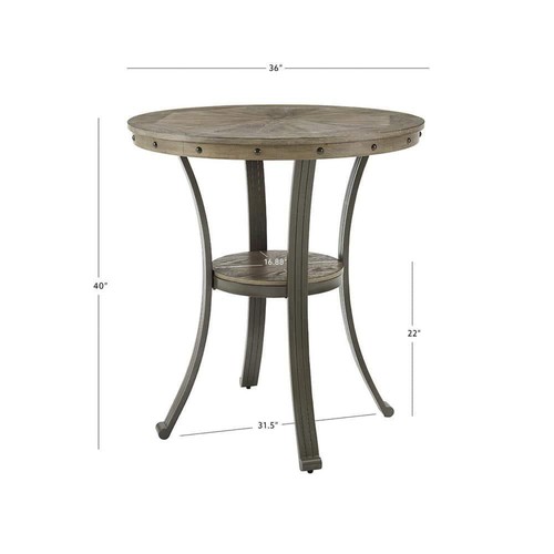 Powell Company Pub Table 40" H X 36" L, Round Rustic Umber and Pewter ...