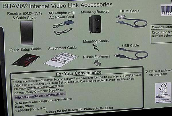 SONY BRAVIA INTERNET NETWORK VIDEO LINK DMX NV1 | eBay