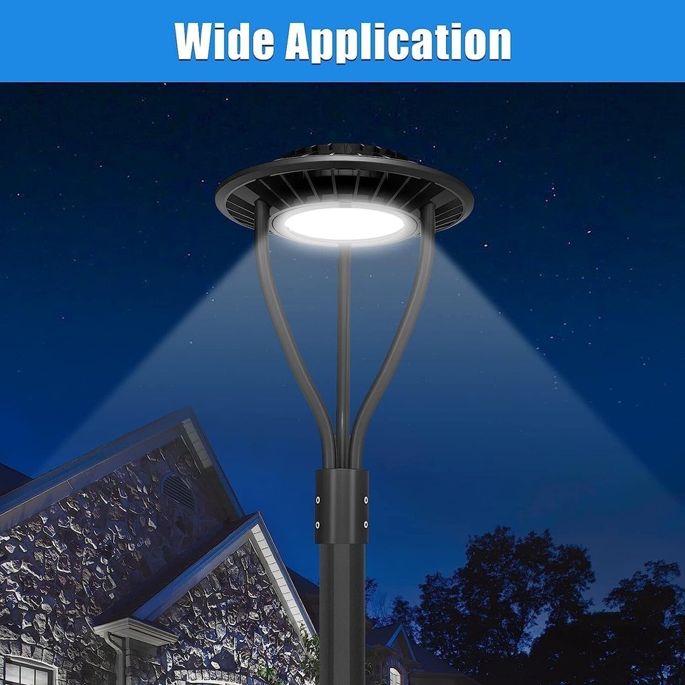 100W LED Post Top Outdoor Circular Area Pole Lights 5000K Garden IP65 ...