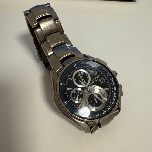 SEIKO WIRED 7T92-0ER0 Titanium Quartz Chronograph 42mm Case Black ...