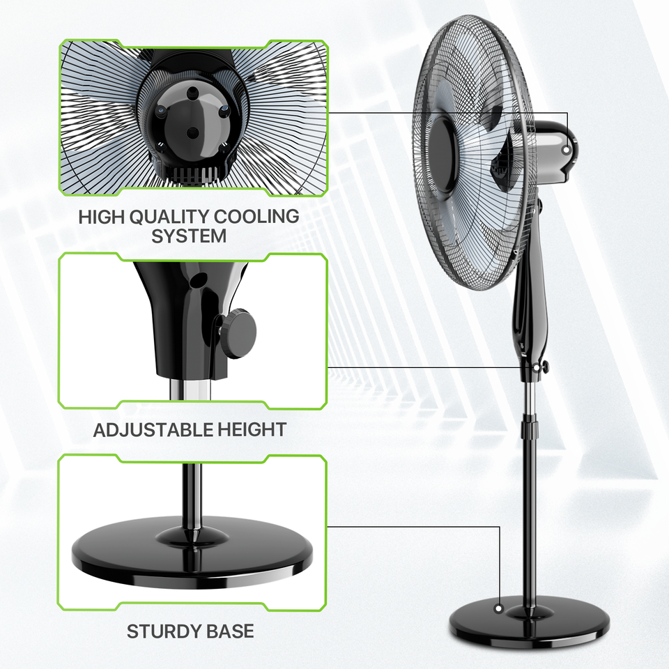 Adjustable Height 3-Speed Oscillating Pedestal Stand Fan Simple Deluxe ...