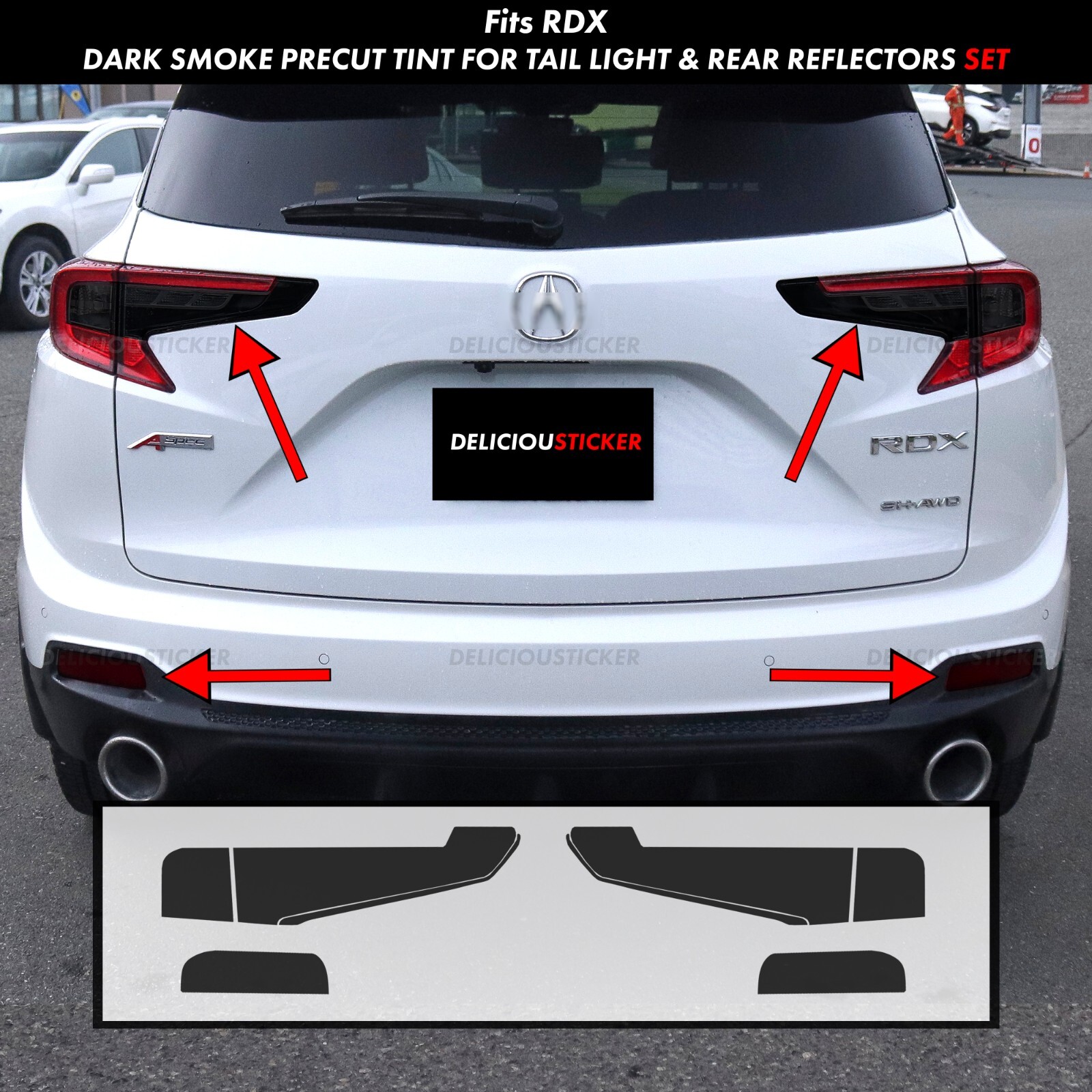 For 2019-2025 RDX SMOKE Tail Light Rear Reflectors SET PreCut Overlay ...
