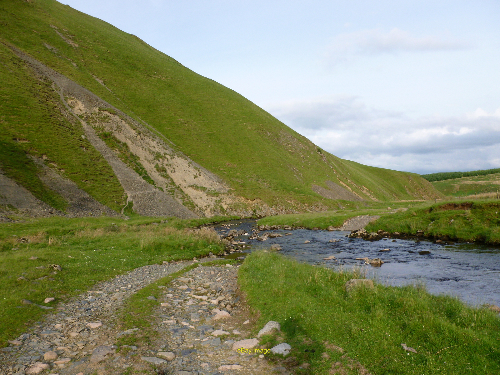 Photo 12x8 Ford on the Spango Water The steep flank of Spango Bank ...