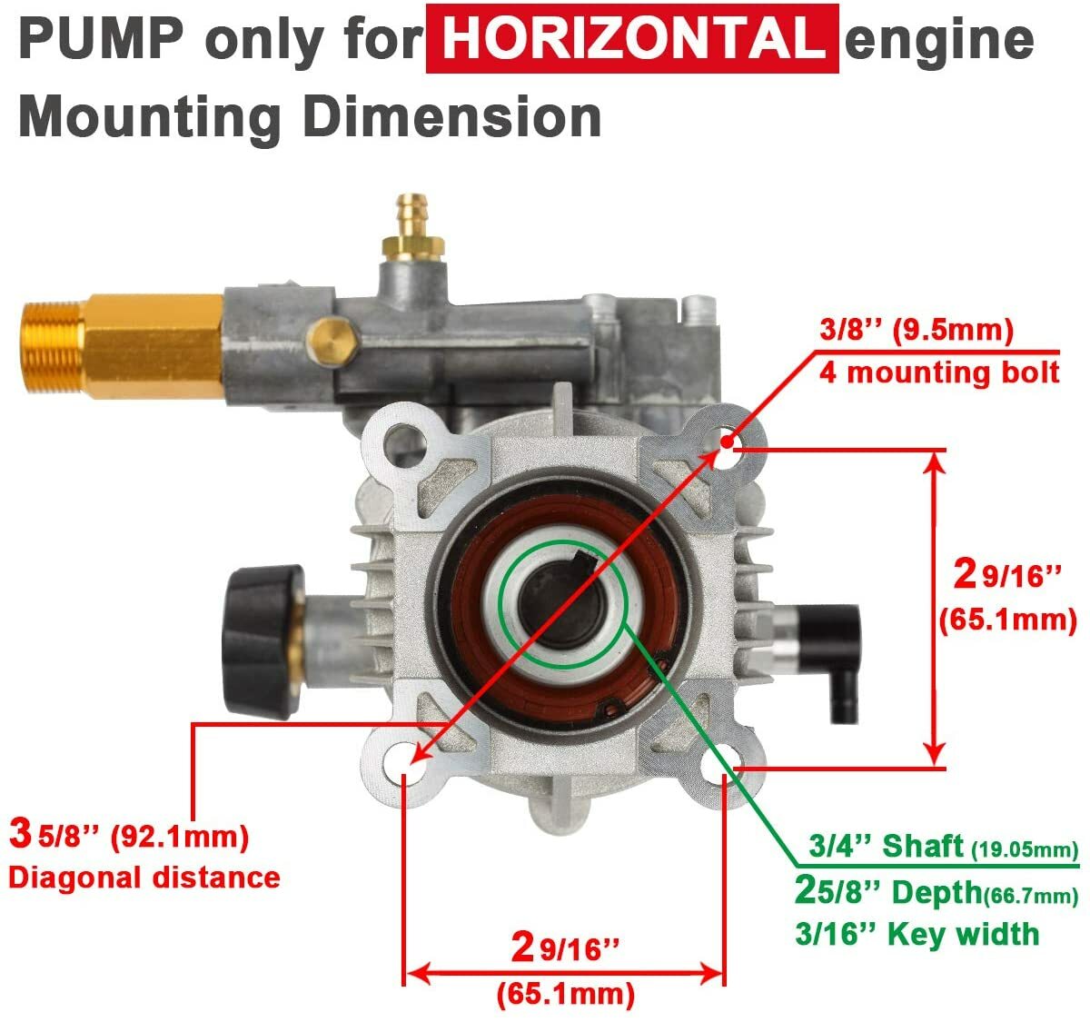3000Psi Horizontal Pressure Washer Pump 2.5GPM Craftsman Honda Simpson ...