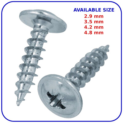 Flange Head Self Tapping Screws Pozi Flanged Tappers 2.9mm, 3.5mm, 4 ...