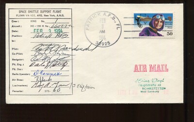 STS-60 SPACE SHUTTLE SUPPORT FLIGHT GROUP CREW SIGNED & FLOWN COVER ...