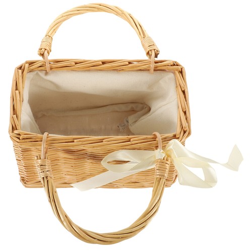 Wicker Hand Basket Eco-friendly Picnic Woman Work Elegant Bridal Flower ...