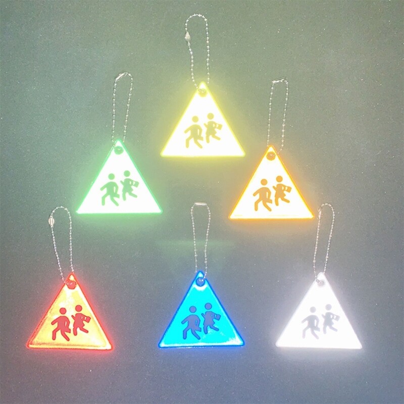 Schoolbag Keychain Triangle Keychain Night Safety Reflector Pendant | eBay