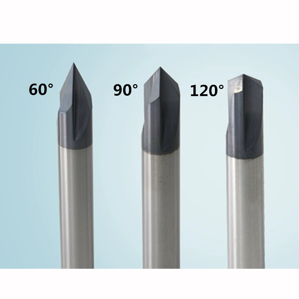 1Pc 4mm 3 Flute 120 Degree Tungsten Solid Carbide HRC55 Chamfering End ...