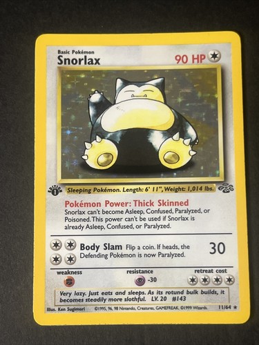 Pokemon Card - Snorlax Jungle 1st Edition 11/64 Holo Rare | eBay