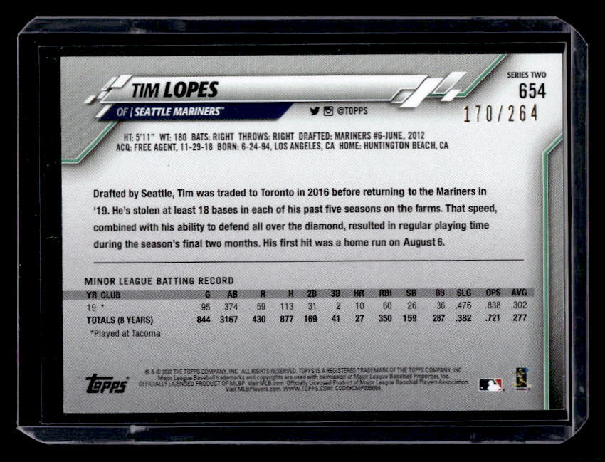 2020 Topps Tim Lopes Foilboard #654 | eBay