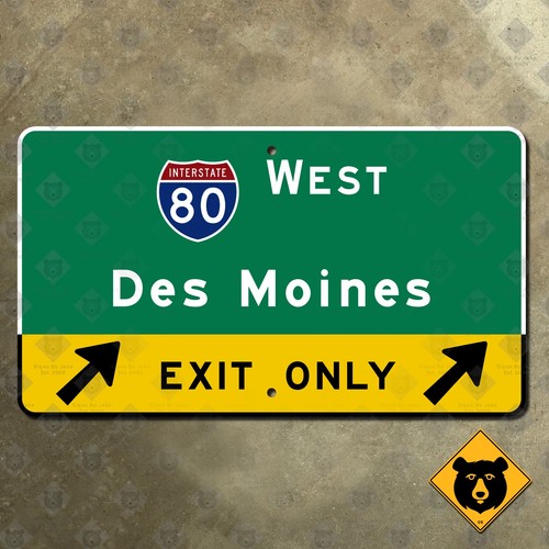 Des Moines Iowa Interstate 80 west freeway highway exit sign 14x8 | eBay