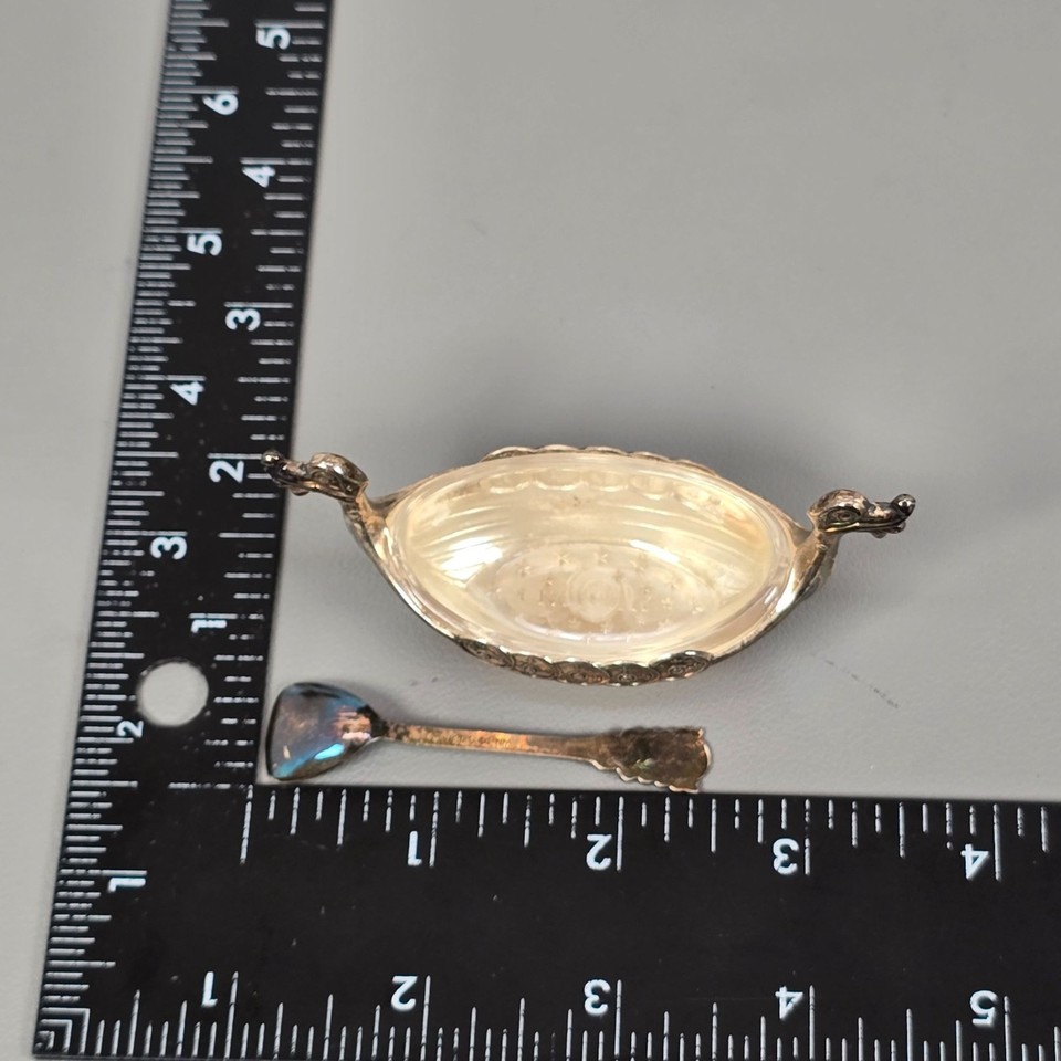 830s Silver Domkirken Norwegian Viking Ship Salt Cellar W/ Matching ...