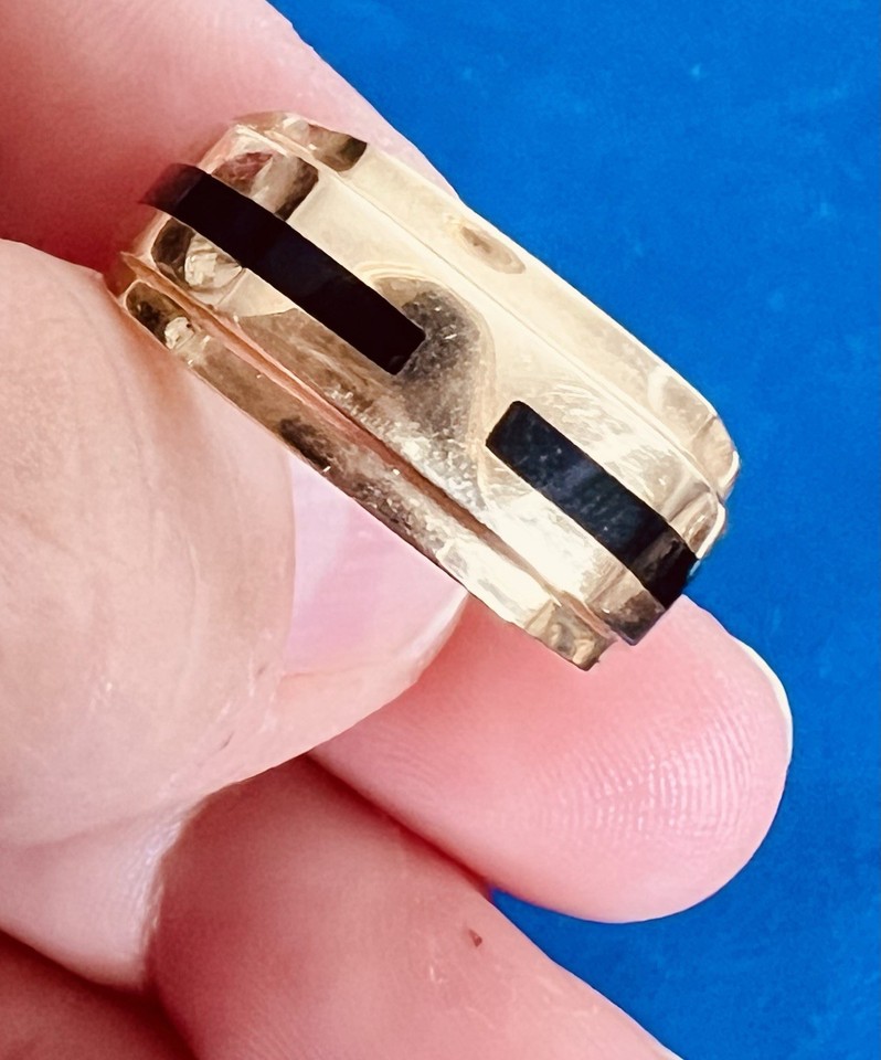 Men’s 14k Gold Onyx Ring Marked GCJ Size 10.25 Vintage 8 Grams Dress ...